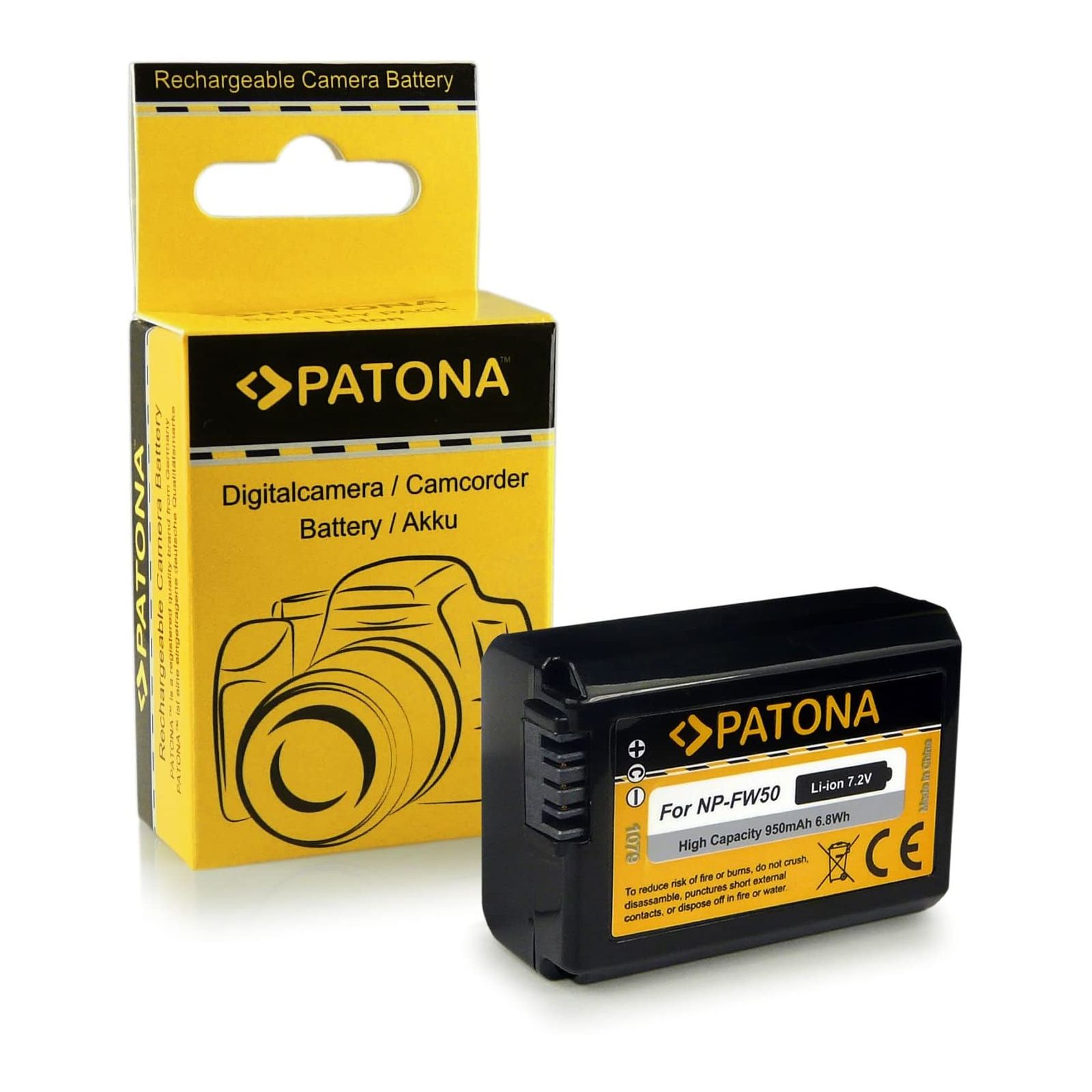 Patona Batteria NP-FW50 Compatibile per Sony A6000 A6300 A6500 A7s A7r ... Patona Batteria NP-FW50 Compatibile per Sony A6000 A6300 A6500 A7s A7r ...