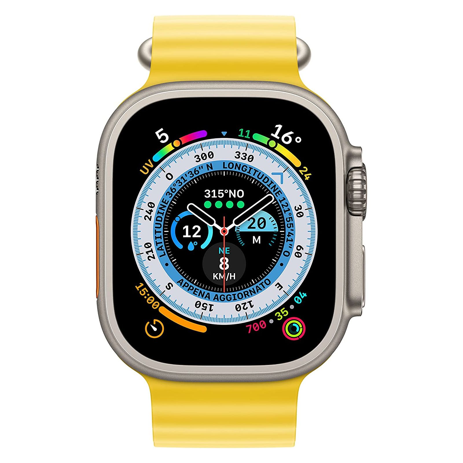 Apple Watch Ultra GPS + Cellular 49mm titanio Cinturino Ocean - Giallo Apple Watch Ultra GPS + Cellular 49mm titanio Cinturino Ocean - Giallo